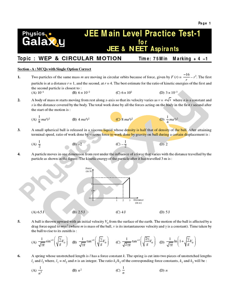 #MOCK JEE Main Practice Test-3 - WEP & Circular Mo - 231016 - 221302 | PDF