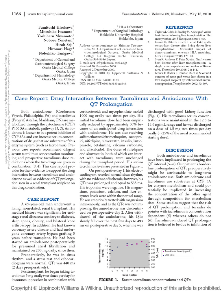 Case Report Drug Interaction Between Tacrolimus.20 | PDF