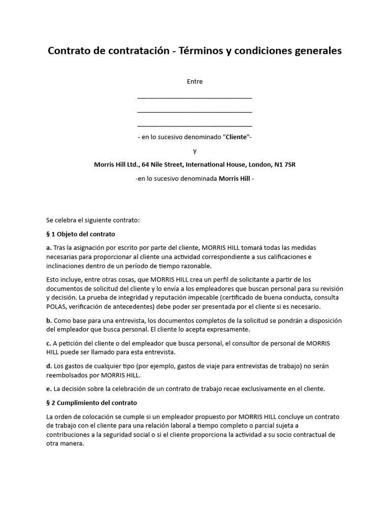 Contrato de Contratacion - Cliente | PDF
