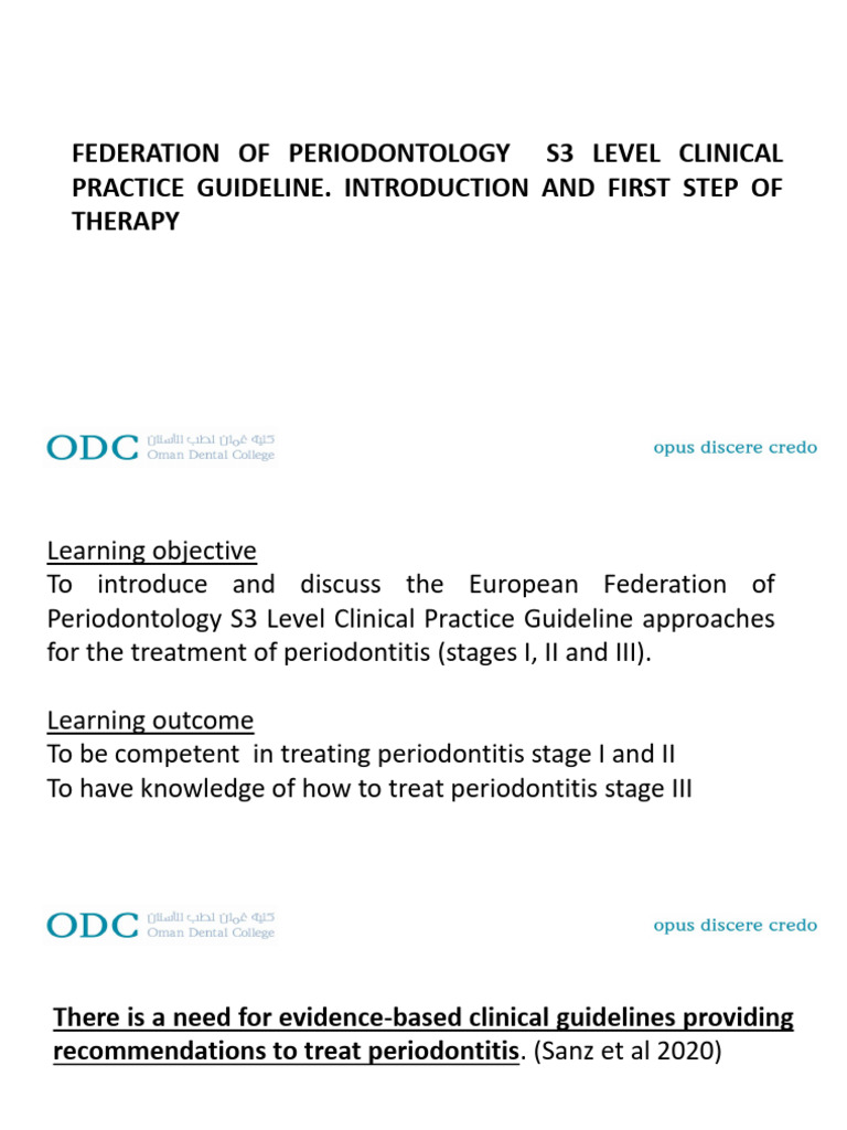 WEEK 1. Treatment of Stage I-III Periodontitis. Clinical Practice ...