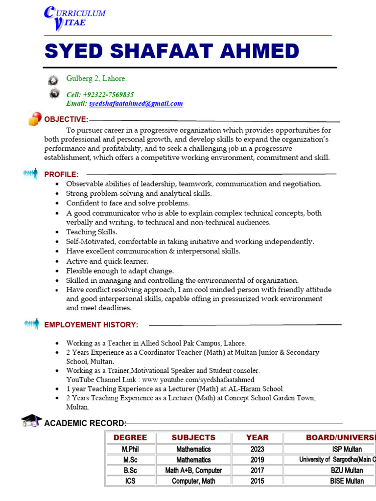 Ata Ul Munim CV | PDF