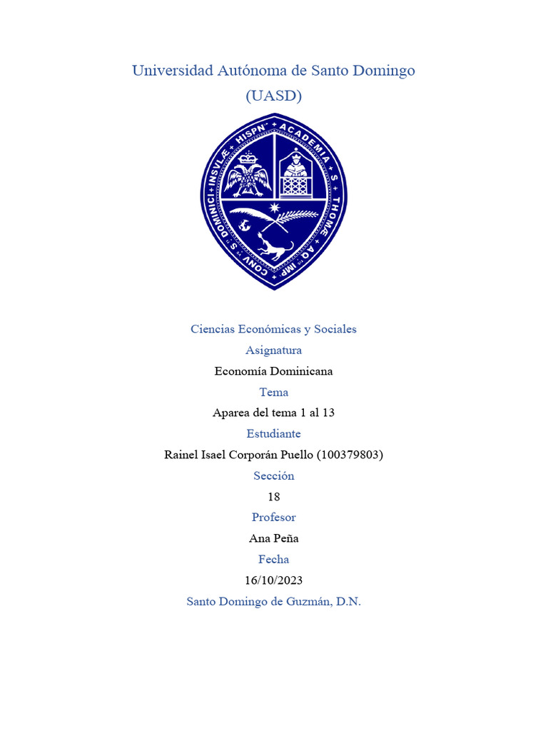 Aparea Del Tema 1 Al 13 | PDF | Estándar dorado | República Dominicana