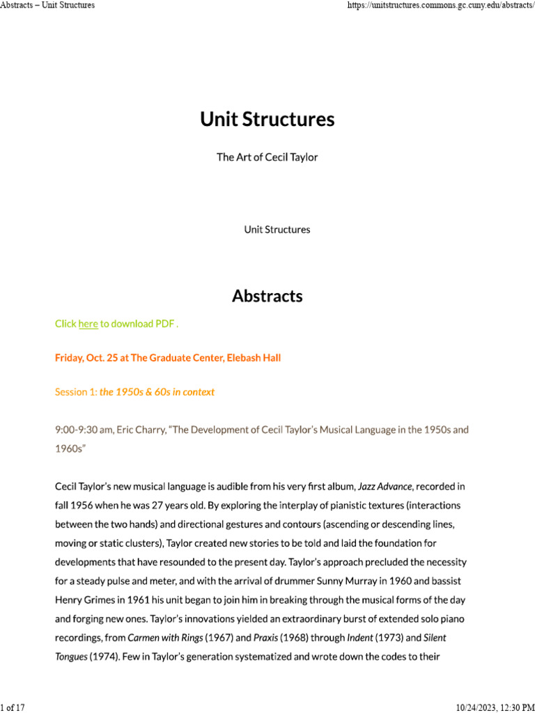 Unit Structures Conf Abstracts | PDF