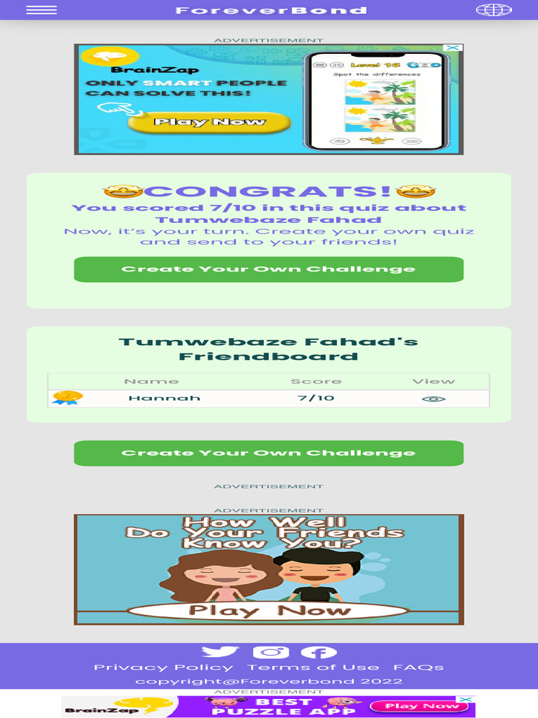 Quiz Challenge for Friends | PDF