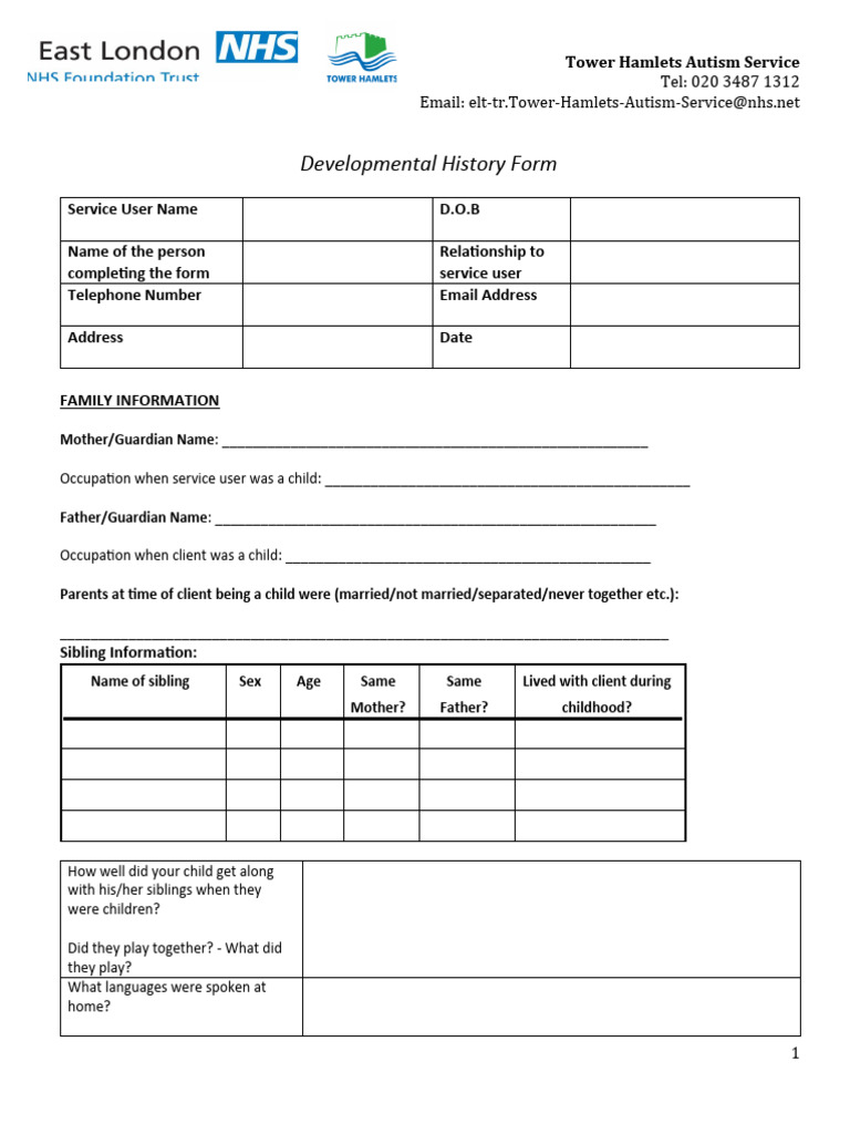 Autism - Developmental-History-Form | Download Free PDF | Mental ... Autism - Developmental-History-Form | Download Free PDF | Mental ...