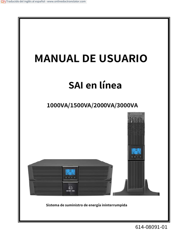 Kolff Black Nova RT 1 3kva User Manual - En.es | PDF | Ingenieria Eléctrica | Fuente de alimentación