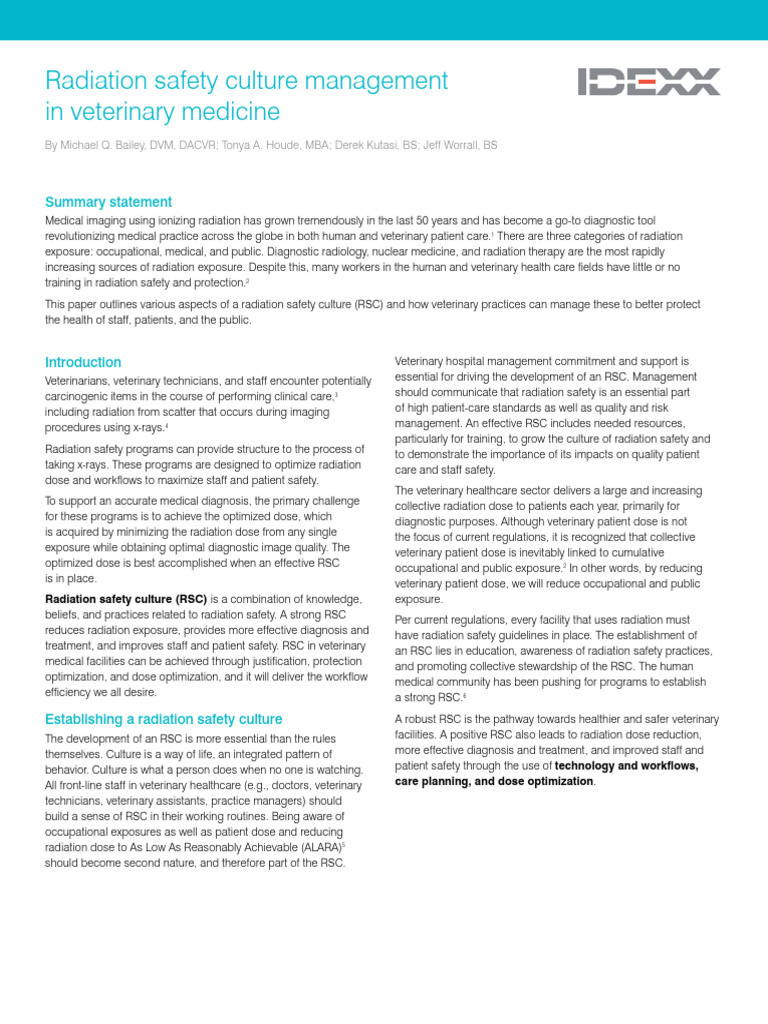 Radiation Safety Culture Management in Veterinary Medicine | PDF Radiation Safety Culture Management in Veterinary Medicine | PDF