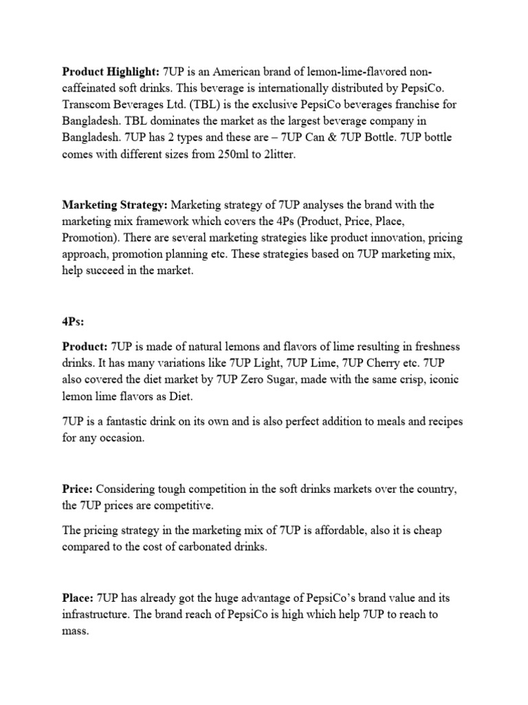 7UP Marketing Strategy For IB-203 | PDF