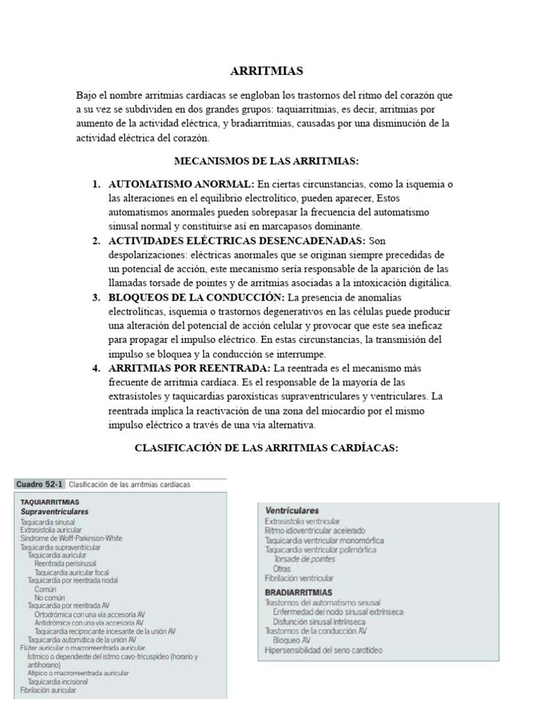 Clasificación y Mecanismos de Arritmias | PDF | Electrocardiografia ...