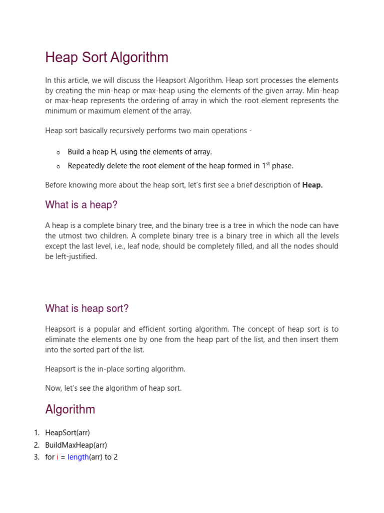 Heap Sort N File Handling | PDF | Computing | Applied Mathematics Heap Sort N File Handling | PDF | Computing | Applied Mathematics