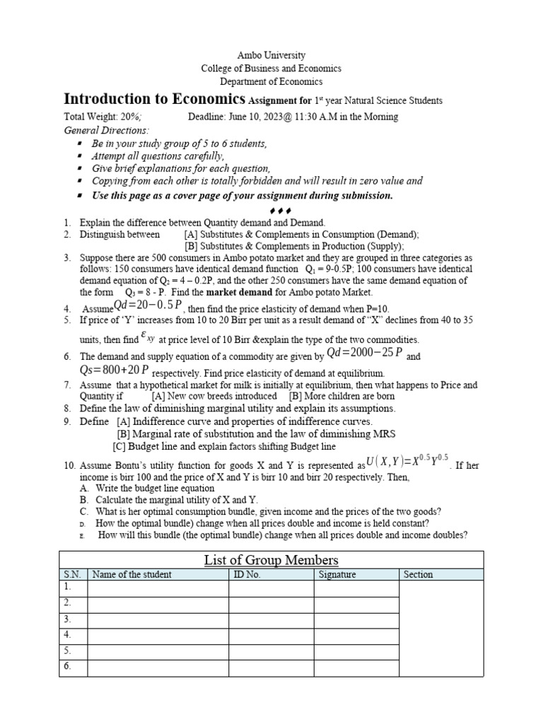 Introduction to Economics: Qd ε Qd Qs | PDF