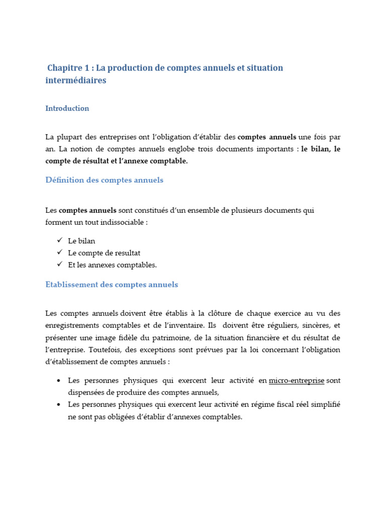 Comptes annuels : Bilan et résultats expliqués | PDF | Comptabilité ...