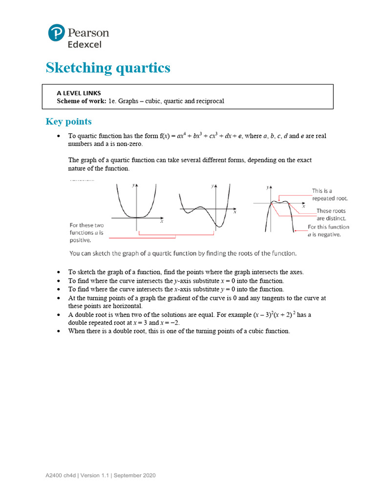 Example 4 Chapter 4 Sketching Quartics | PDF