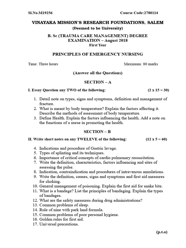 Principles of Emergency Nursing | Download Free PDF | First Aid | Nursing