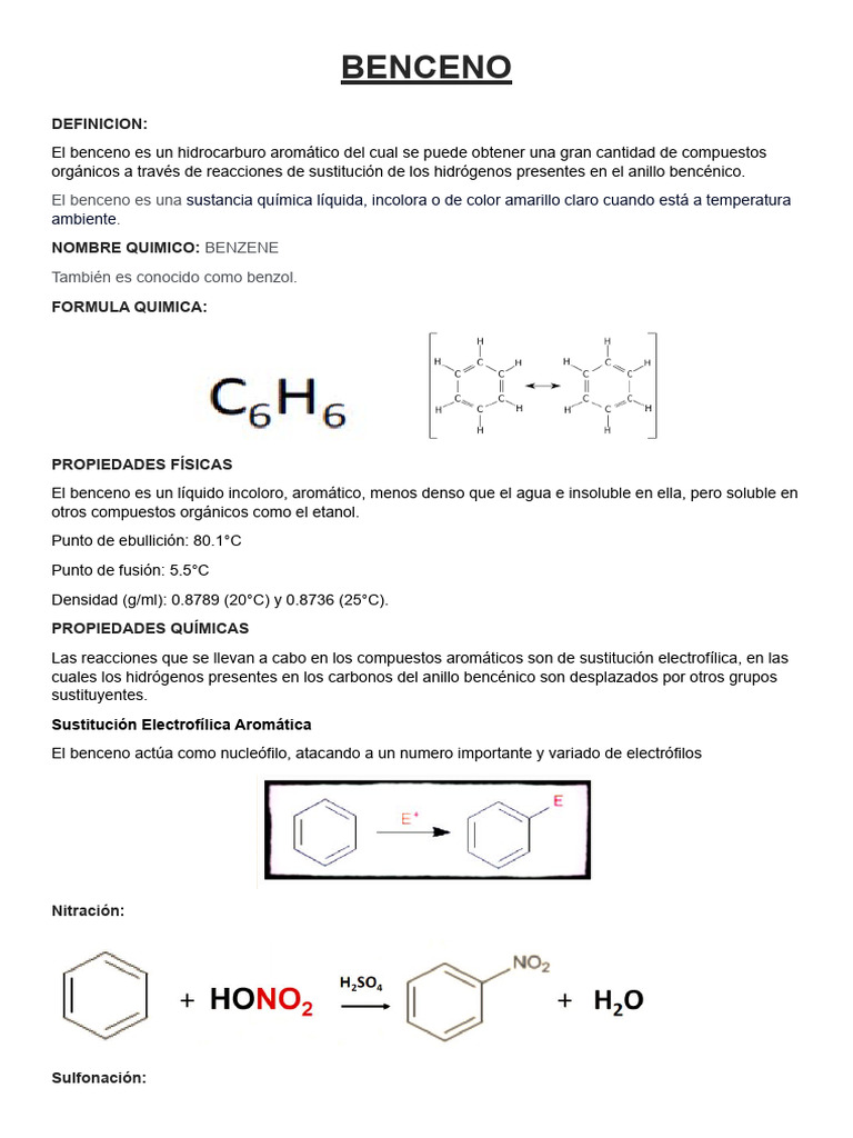 Propiedades Y Usos Del Benceno Pdf