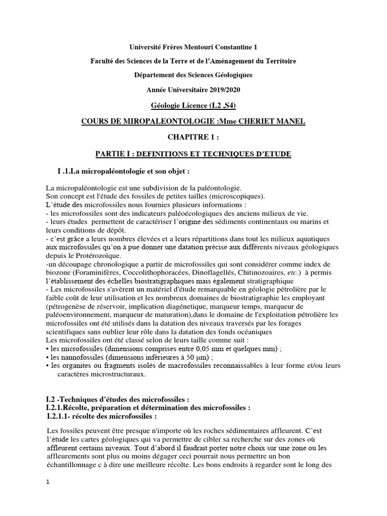Exemples de microfossiles en géologie | PDF | Espèces | Géologie