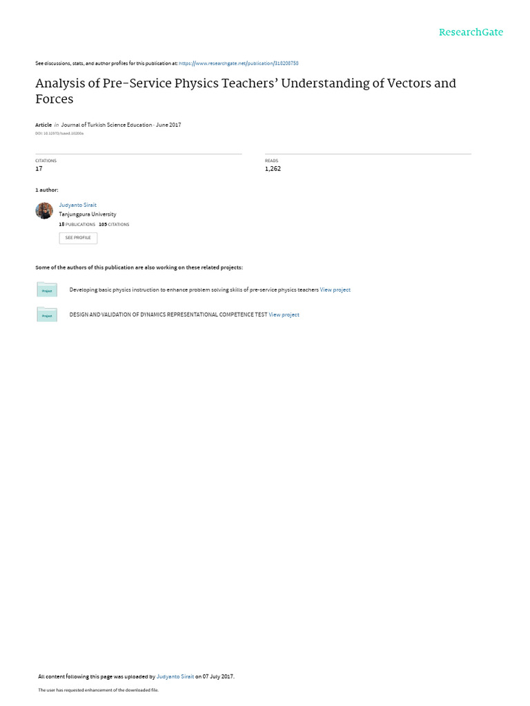 Analysis of Pre-Service Physics Teachers' Understanding of Vectors and Forces | PDF | Force ...