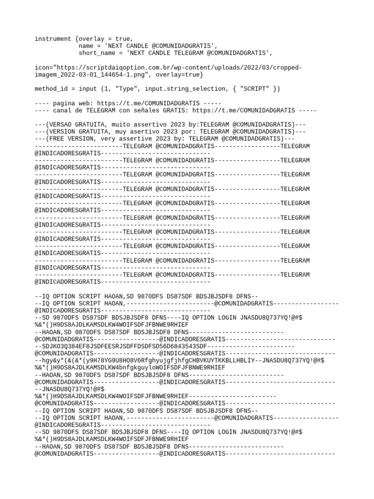 Script Next Candle Telegram @comunidadgratis | PDF