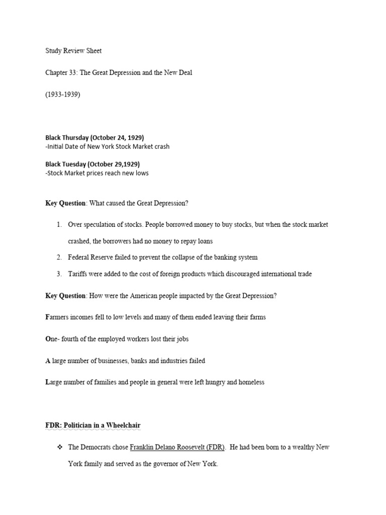 Study Guide APUSH | PDF | New Deal | Franklin D. Roosevelt