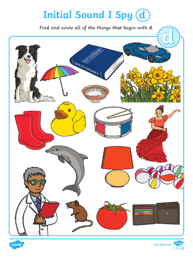 I Spy: Initial Sound D Activities | PDF