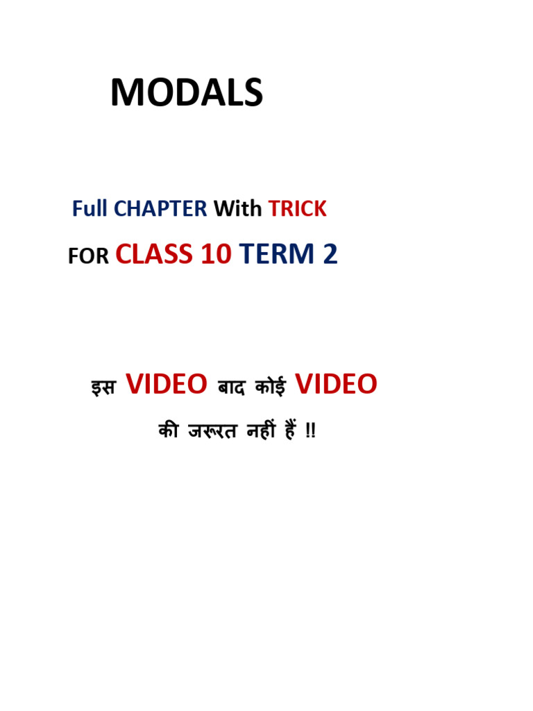 MODALS PDF DOWNLOAD NCERT Wale Masterji | PDF