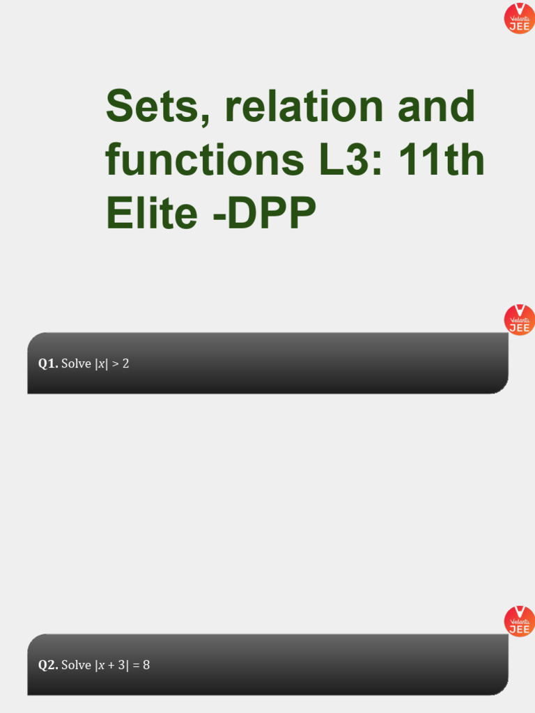 Sets, Relation and Function L3 DPP - 11th Elite | PDF