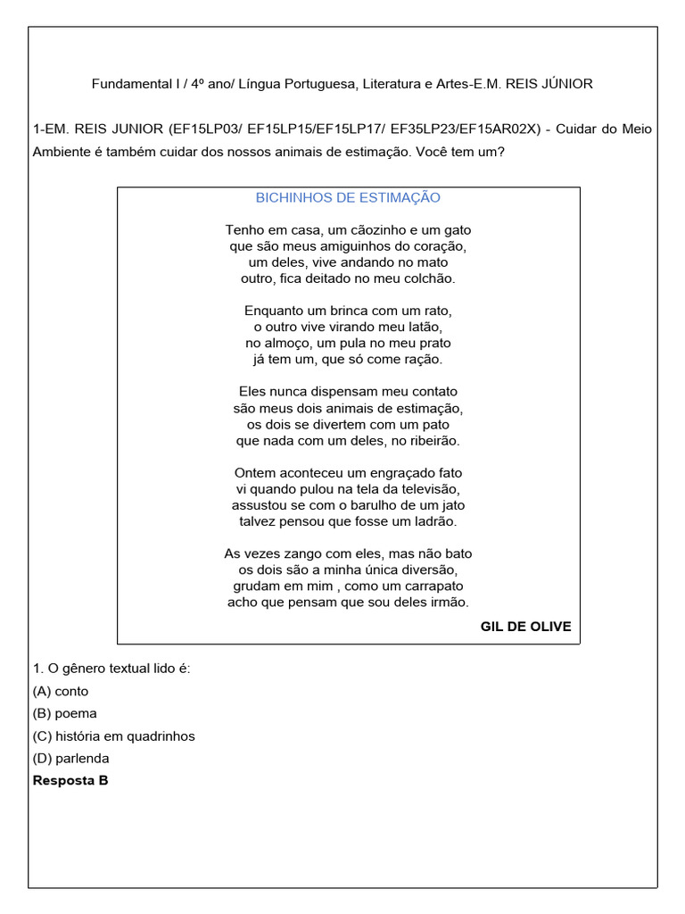 9 Atividade Complementar EMRJ-4º ANO | PDF