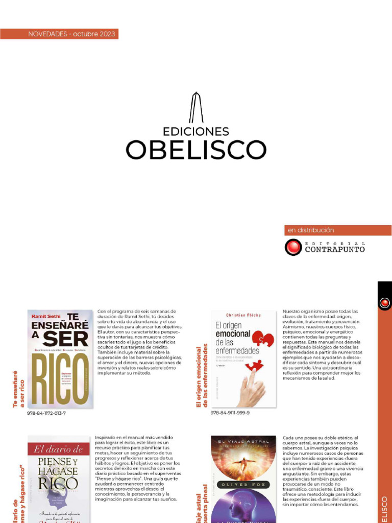 Novedades Editorial Obelisco. Octubre 2023 | PDF
