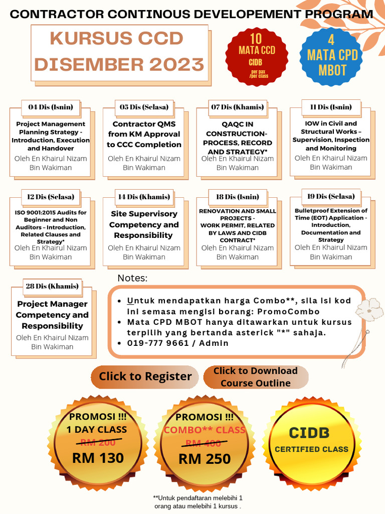 Jadual Kursus CCD Disember PDF | PDF
