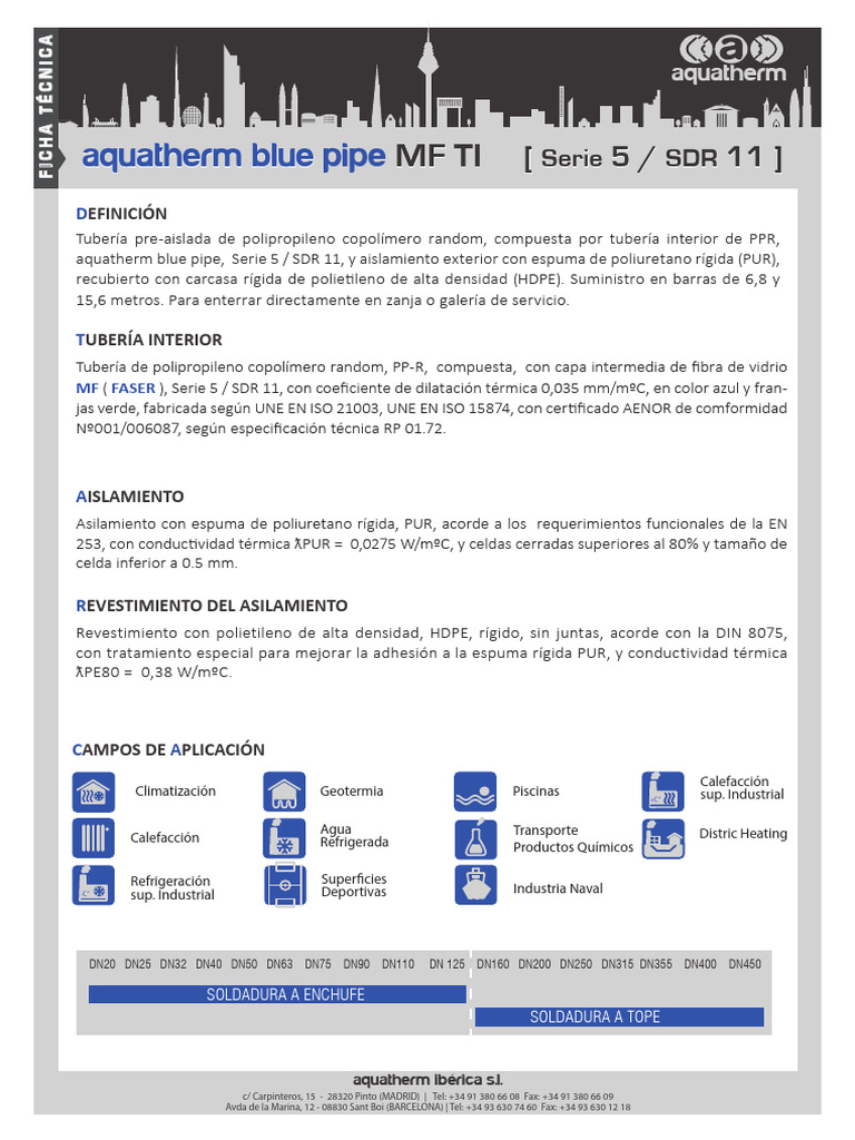 FT - Aquatherm Blue Pipe TI SDR11 | PDF