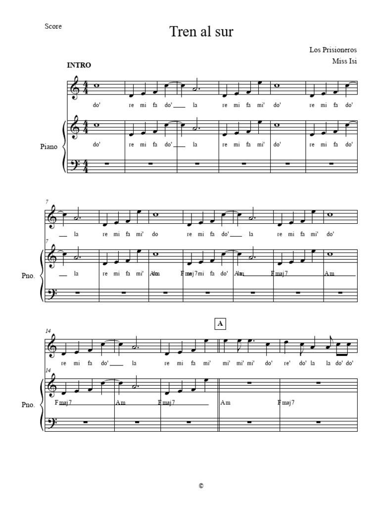 Tren Al Sur Piano 1 y 2 | PDF