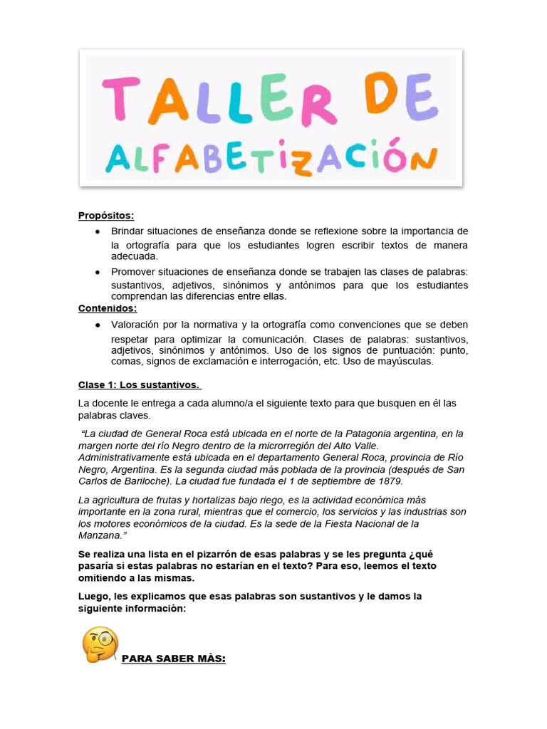 Taller de Alfab. 6to. 2023 | PDF | Caso de carta | Sustantivo