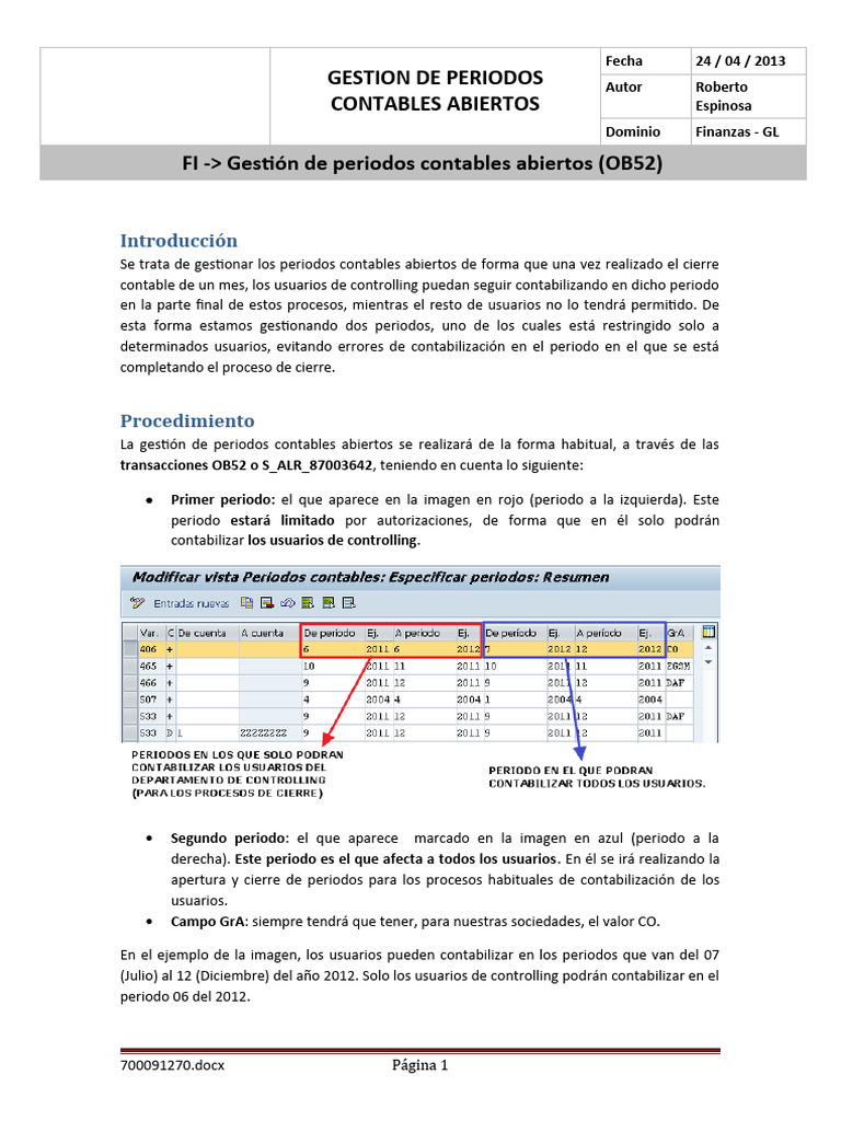 Ob52 Gestic3b3n de Periodos Contables Abiertos en Fi | PDF | Informática