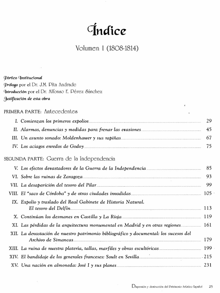 Dispersión y Destrucción Del Patrimonio Histórico Español INDICE | PDF
