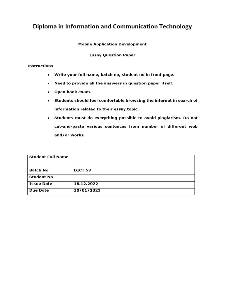 Mobile Application Development Assignment Pdf