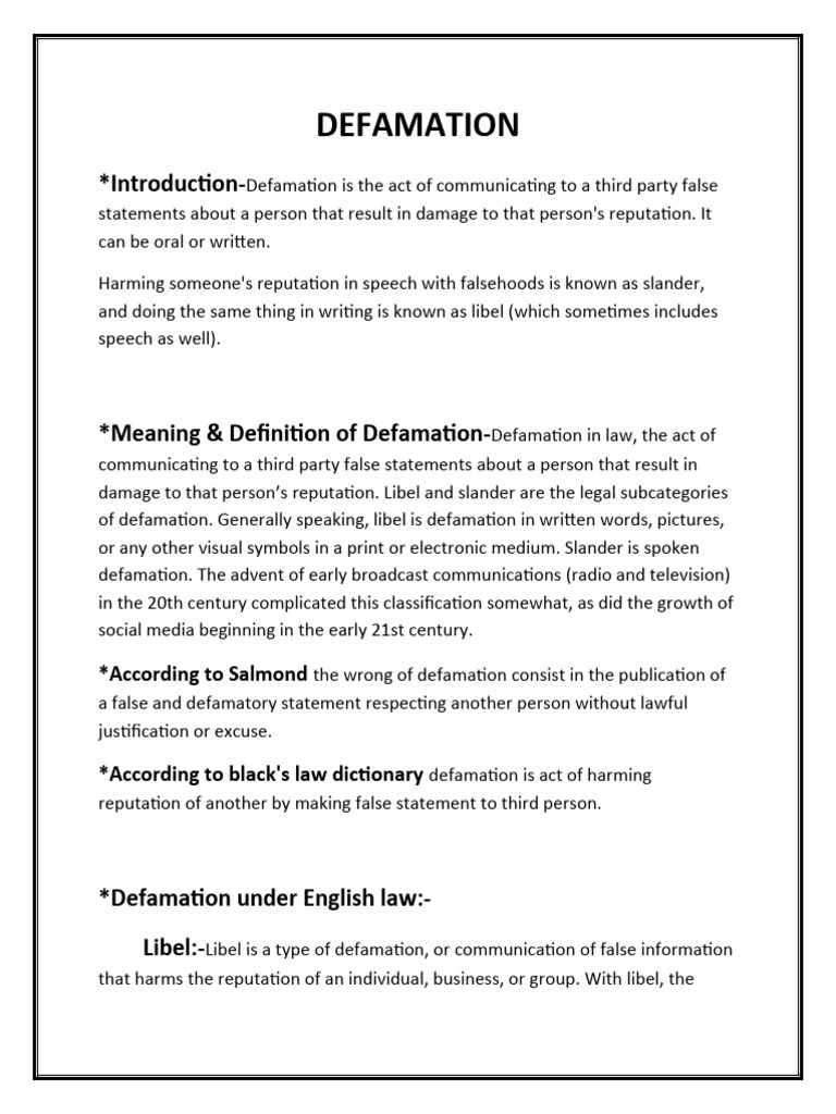 Defamation (IPC) | PDF