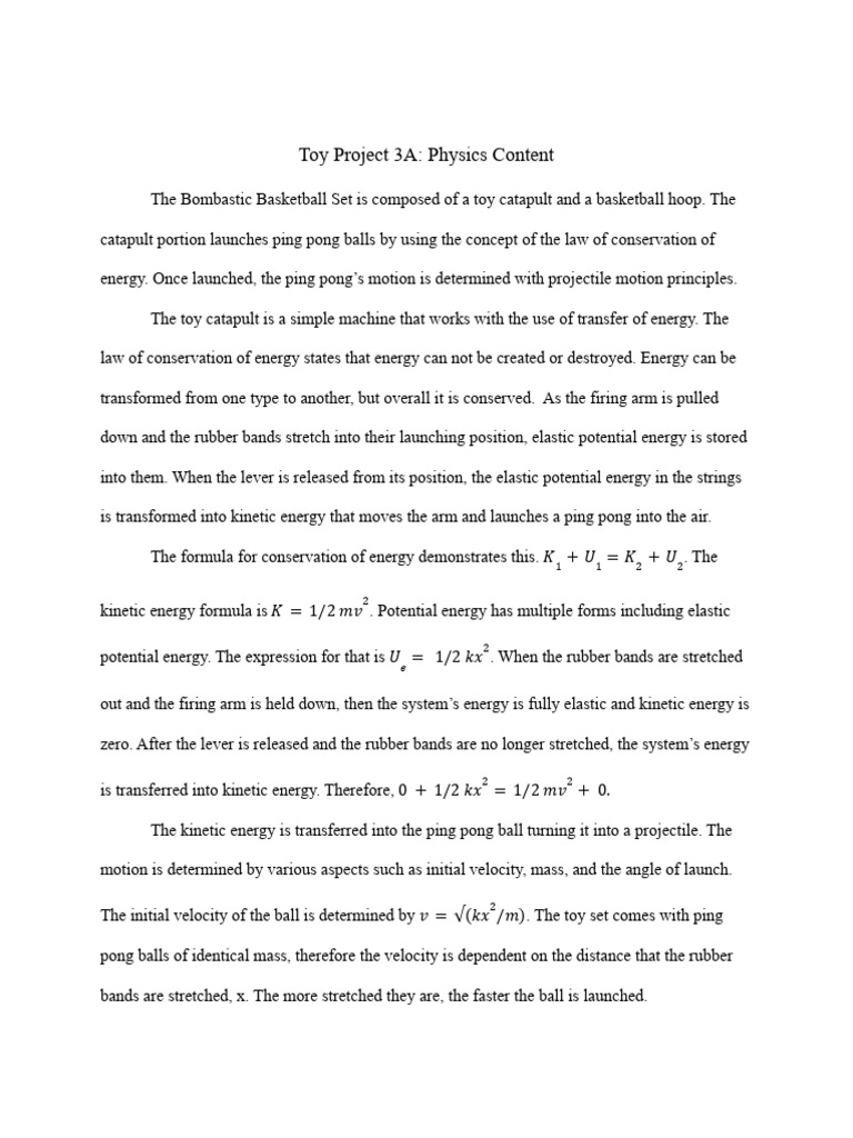 Toy Project Part 3A Physics Content | PDF