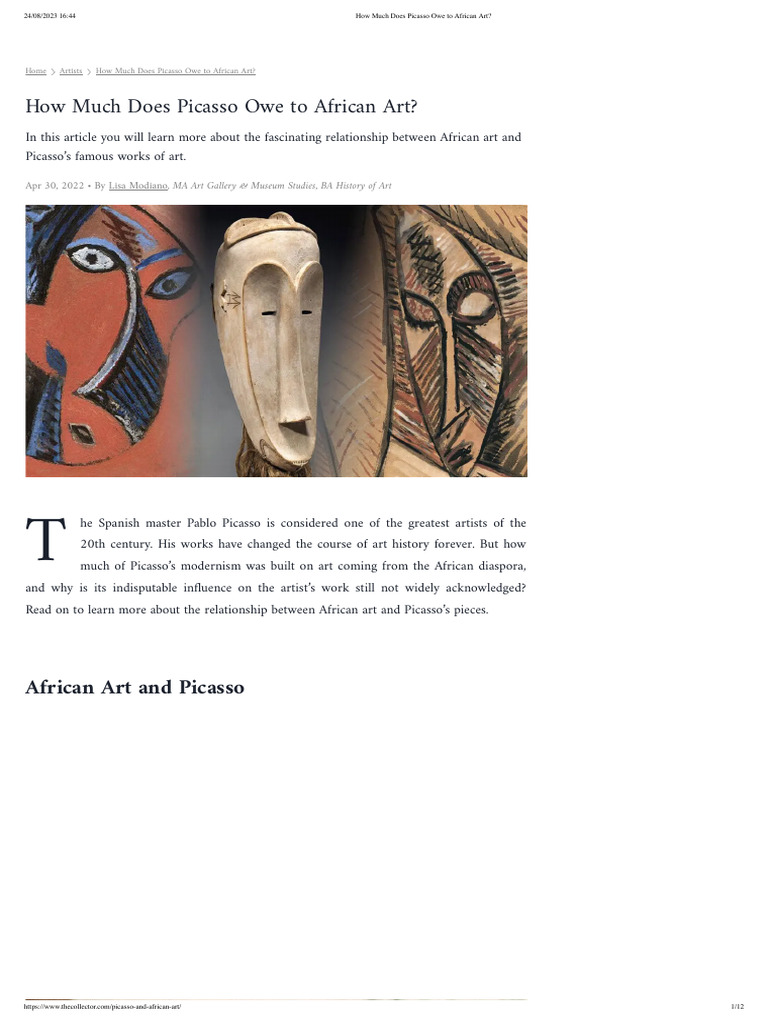 How Much Does Picasso Owe To African Art | PDF | Pablo Picasso | Cubism