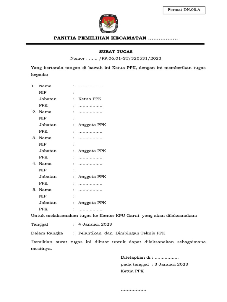 Format Dn.05.a Surat Tugas - Docx Ok | PDF