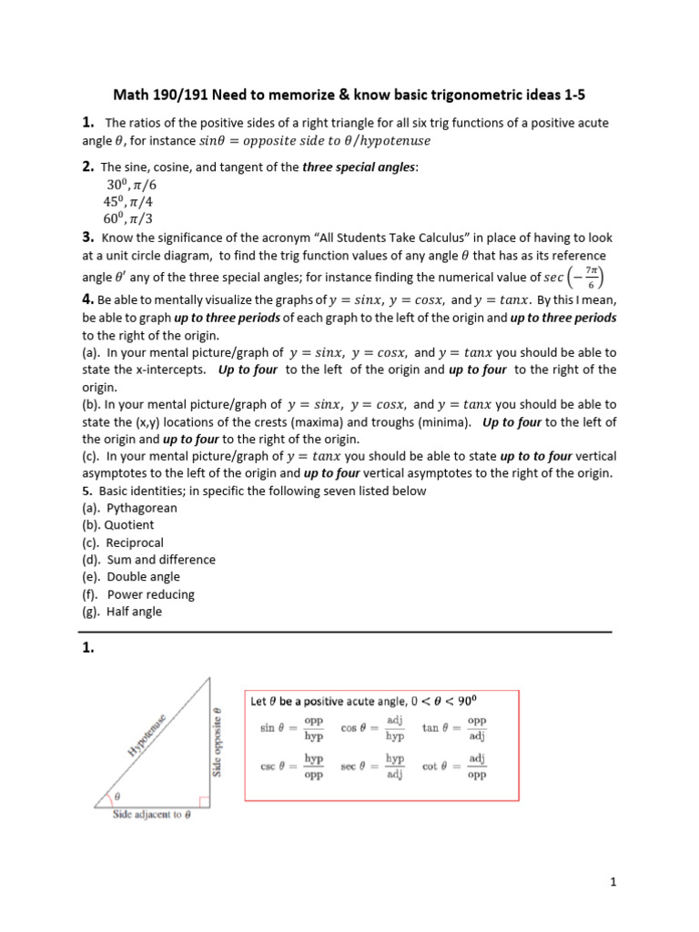 Essential Trigonometric Concepts Guide | PDF