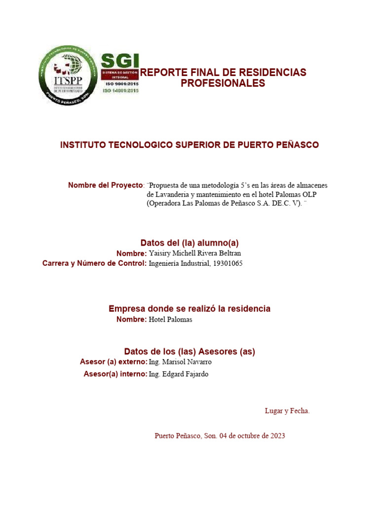 Reporte Final de Residencias Profesionales | PDF