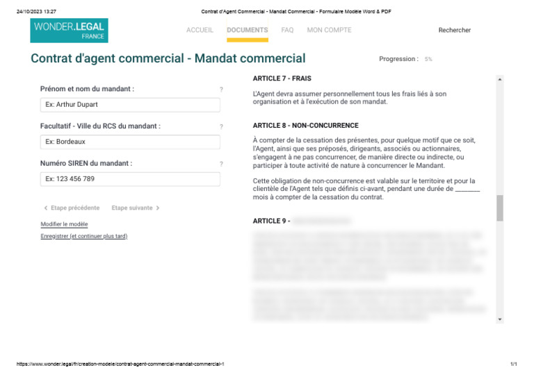 Contrat D'agent Commercial - Mandat Commercial - Formulaire Modèle Word & PDF.7 | PDF | Droit ...