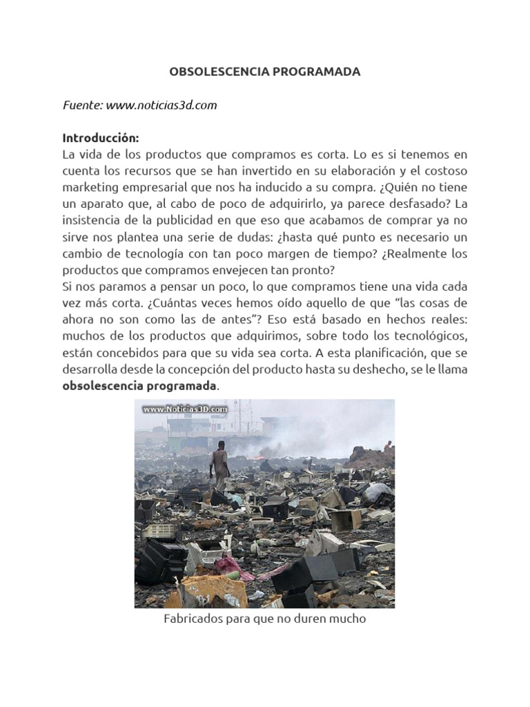 Introducción:: Obsolescencia Programada | PDF | Economias