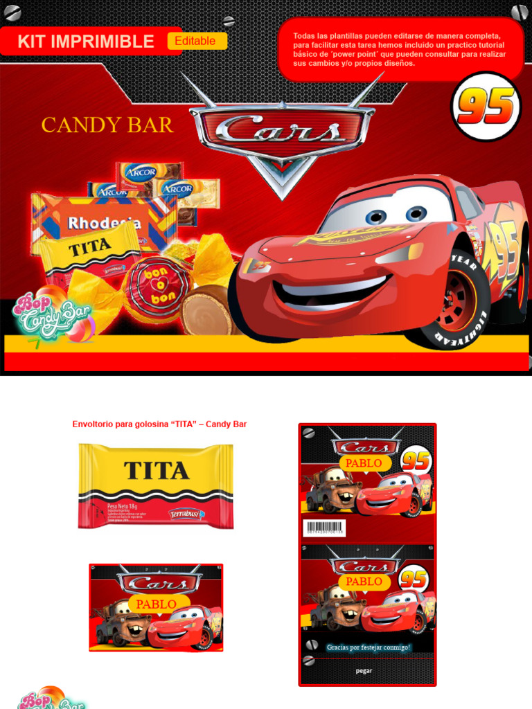 Kit Imprimible Cars - CANDY BAR | PDF | Confitería