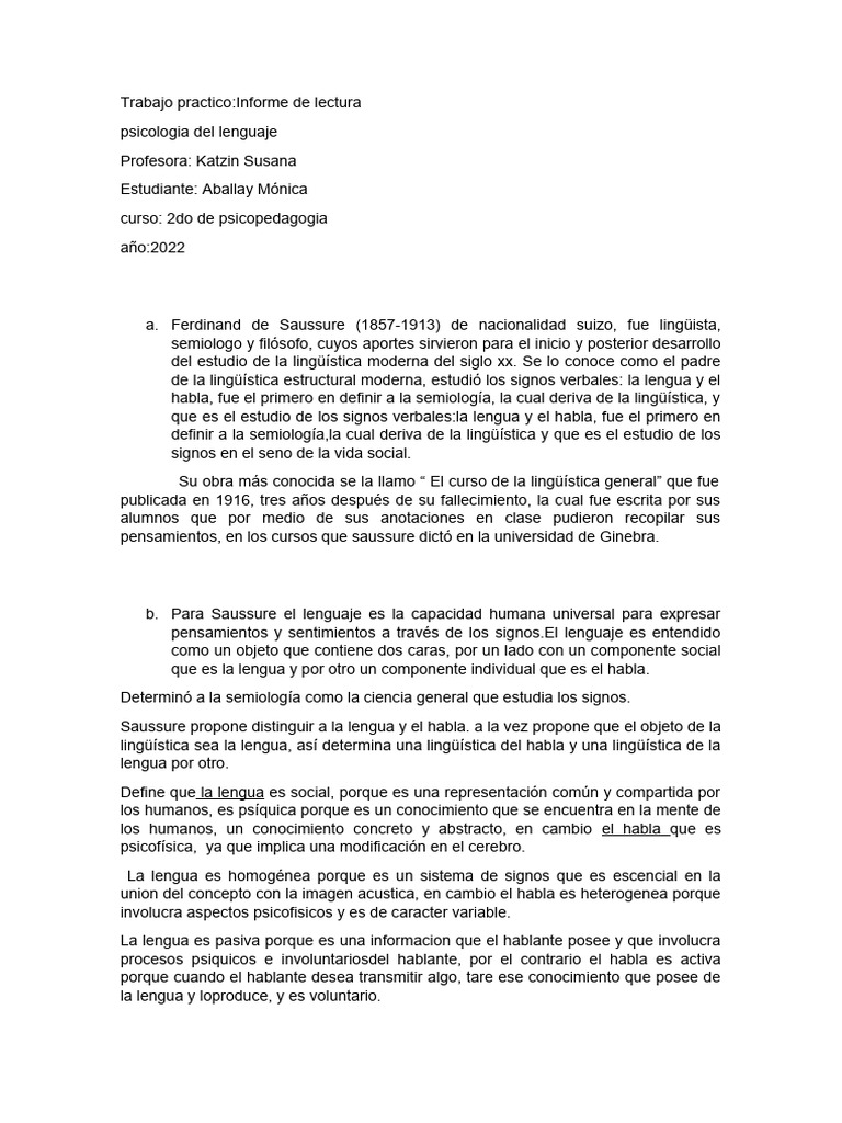 Trabajo Practico Lenguaje | PDF