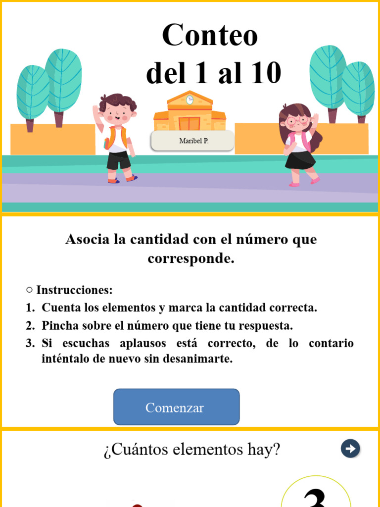 Conteo Numérico Interactivo 1-10 | PDF