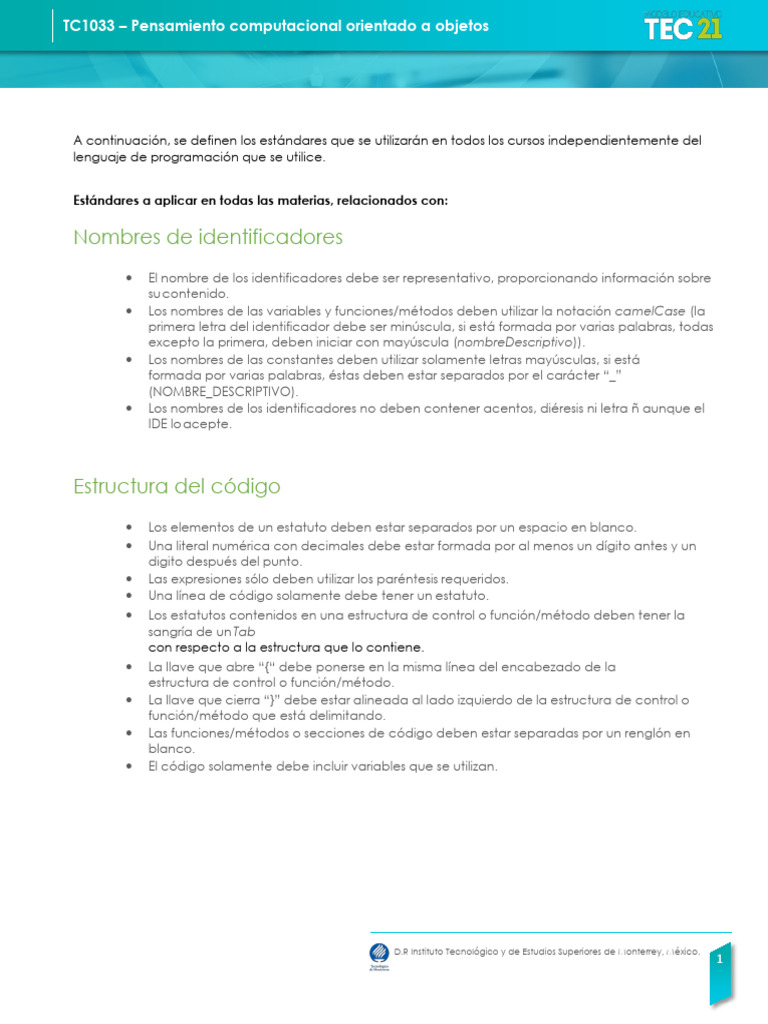 (Dic2018 F) Estandar Programacion (2563) | PDF