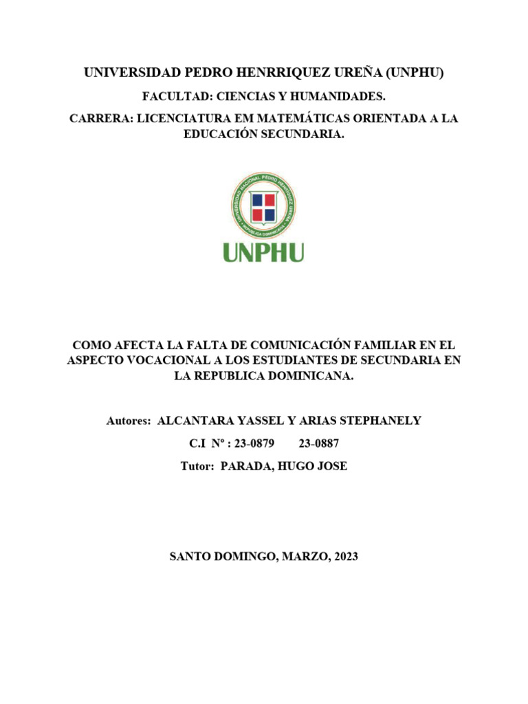 Esquema de Trabajo. Steph y Yassel | PDF | Comunicación | Familia