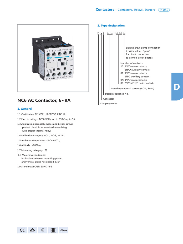 Chint Nc6 Datasheets | PDF | Relay | Electromagnetism