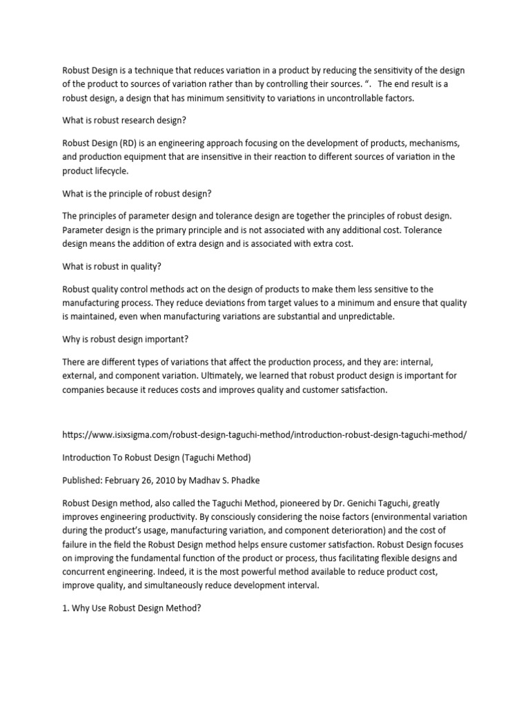 Robust Design | PDF | Signal To Noise Ratio | Six Sigma